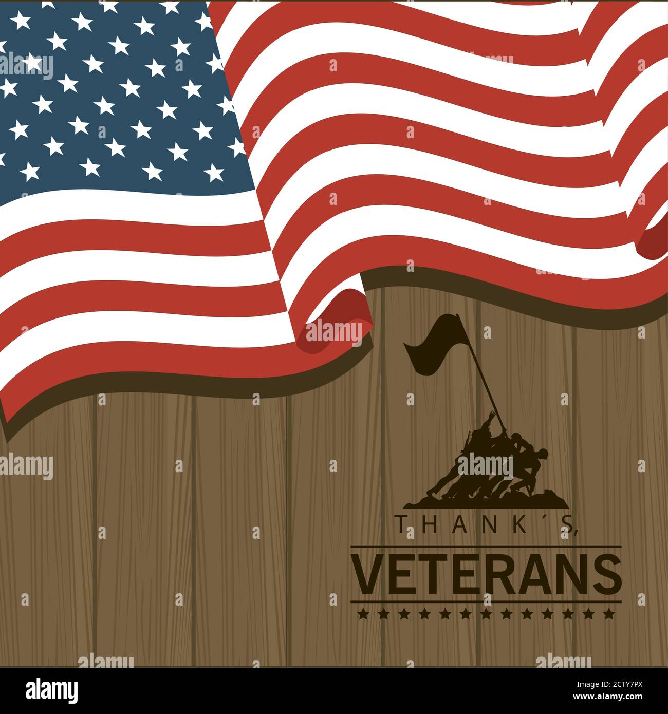happy veterans day lettering in poster with soldiers and flag wooden ...
