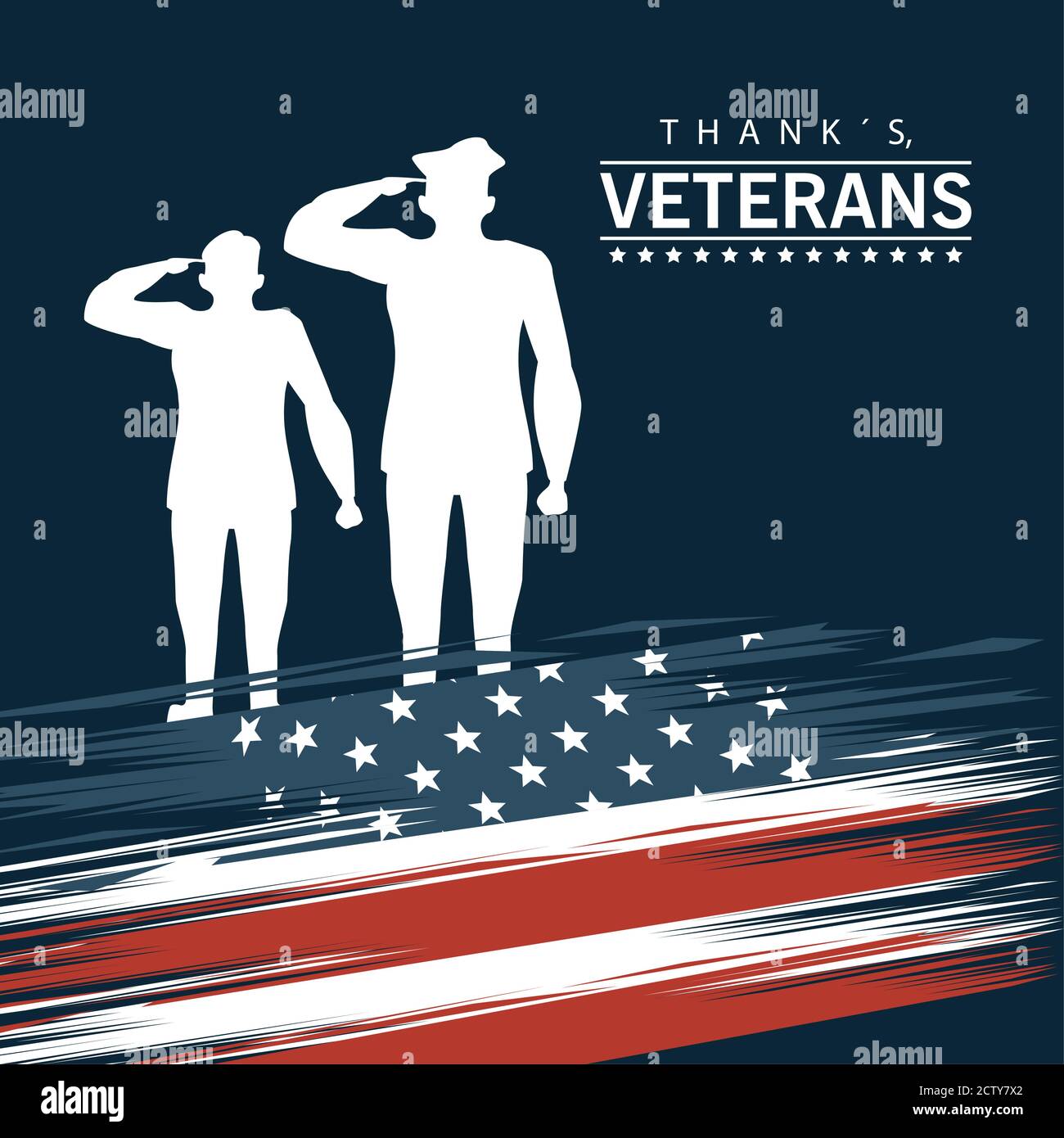 happy veterans day lettering in poster with officers military vector ...