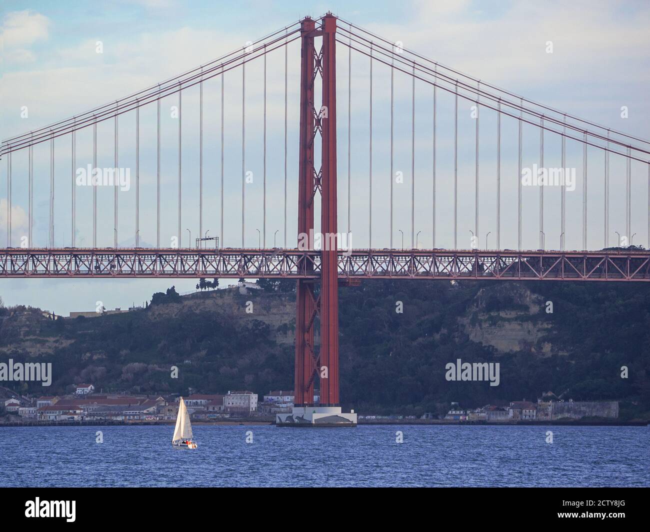 April 25 suspension bridge over the Tagus River estuary. Lisbon ...