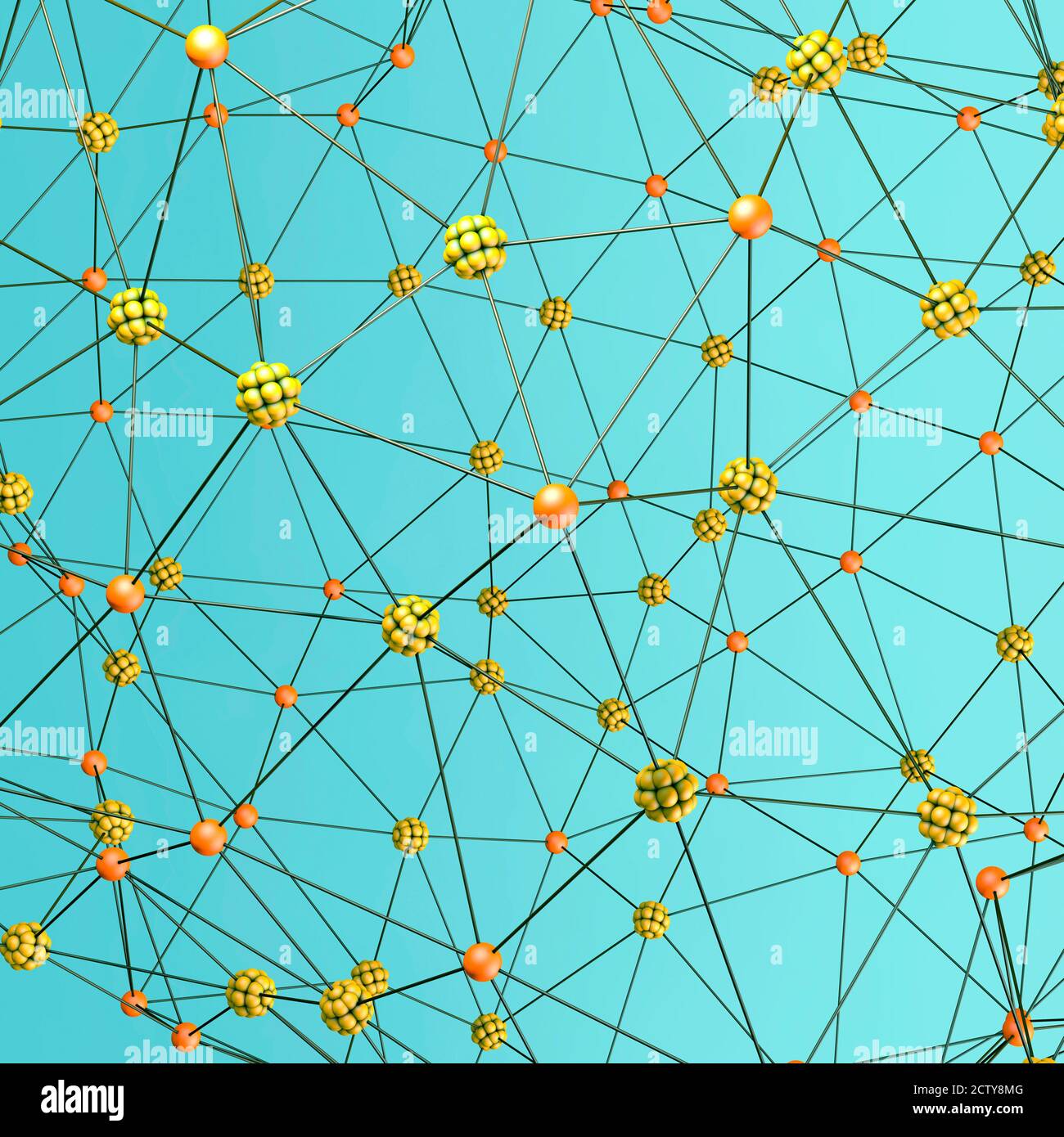 Hundreds of points connected to each other with lines, 3d illustration ...