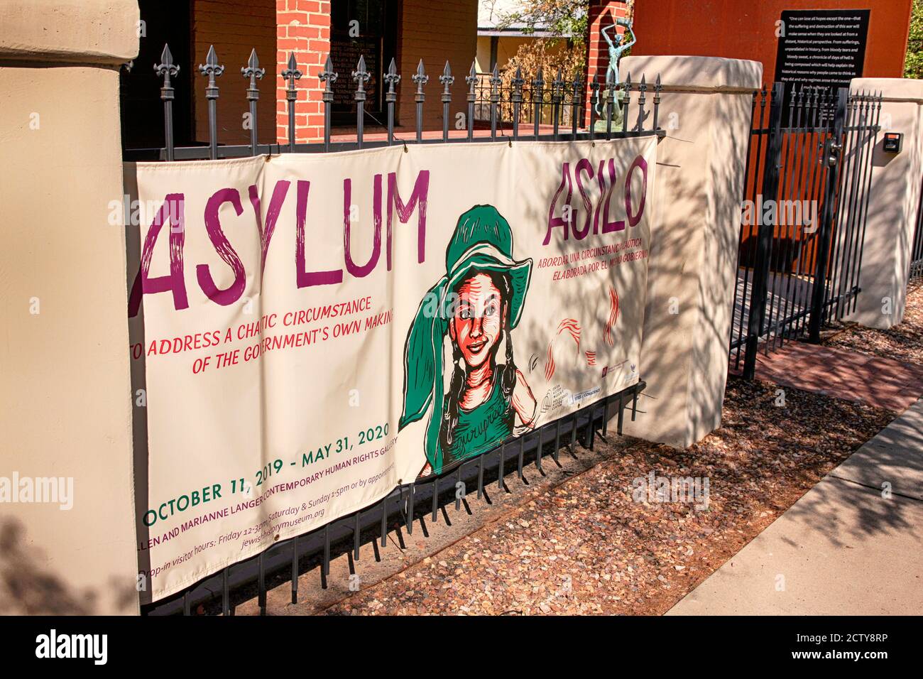 Asylum Banners outside the Jewish History center on S Stone Ave in ...