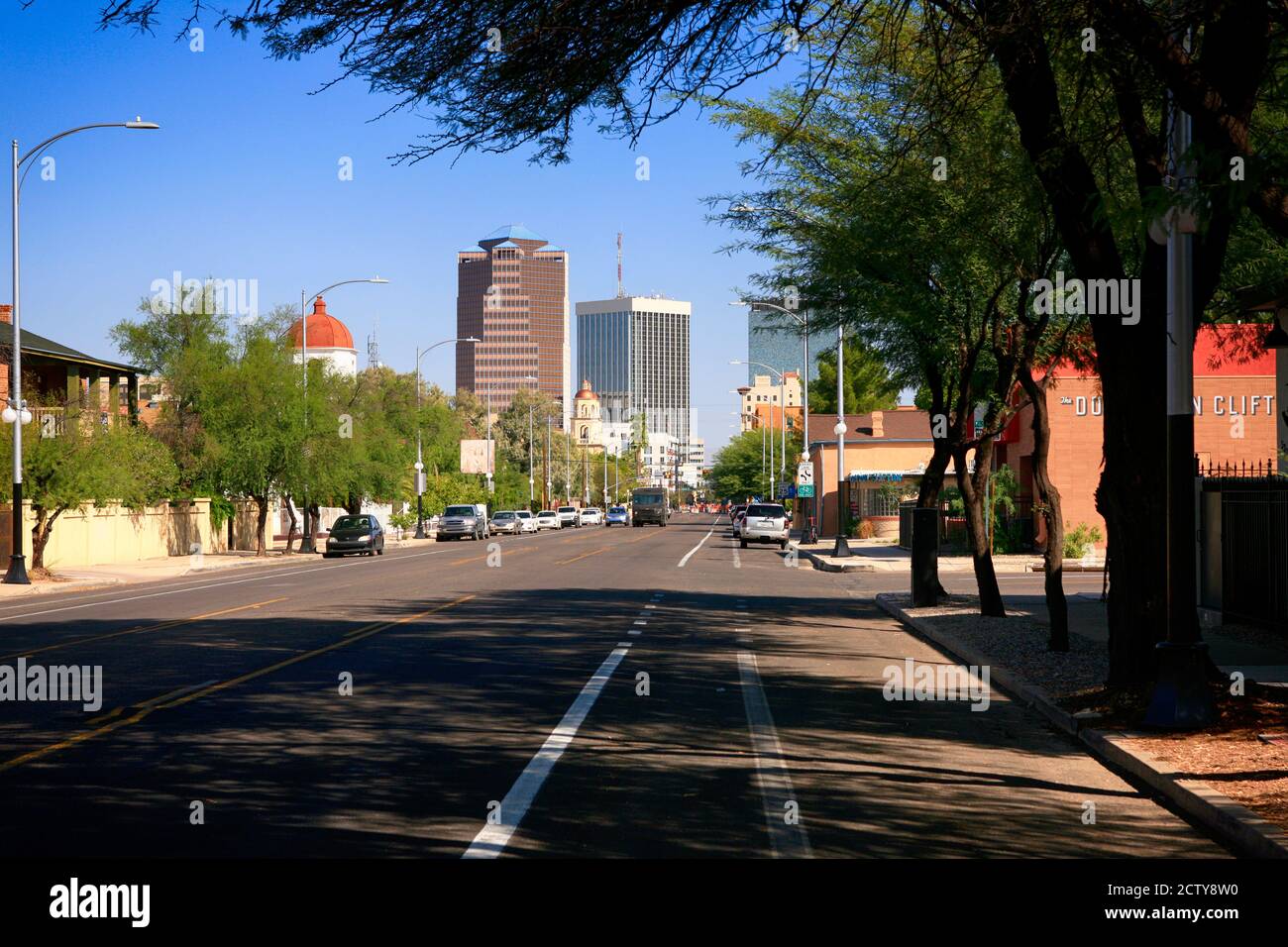 view of the skyscrapers in downtown from S Stone Ave in downtown Tucson ...