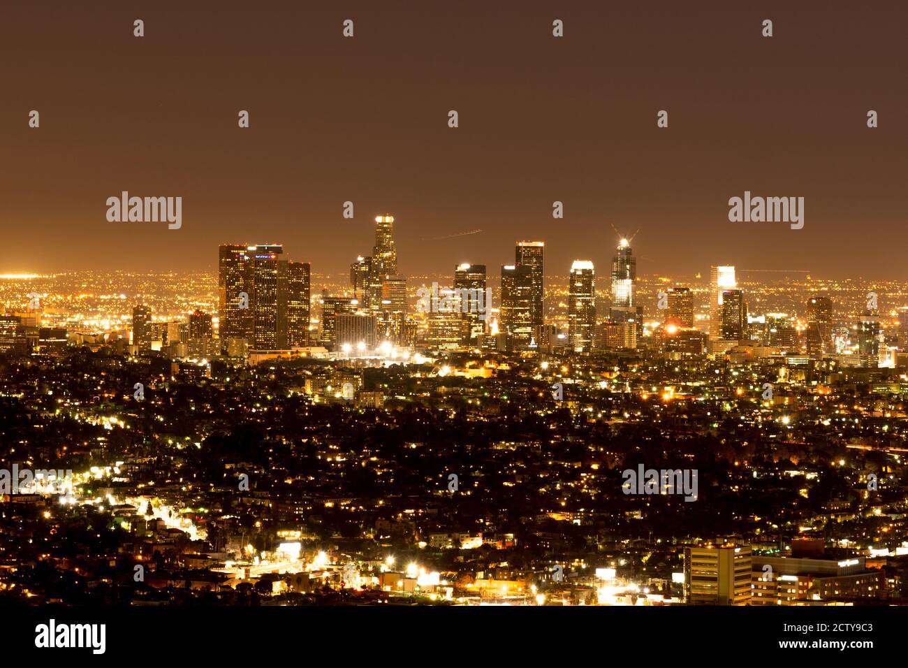 A grand view of downtown Los Angeles California at night Stock Photo ...