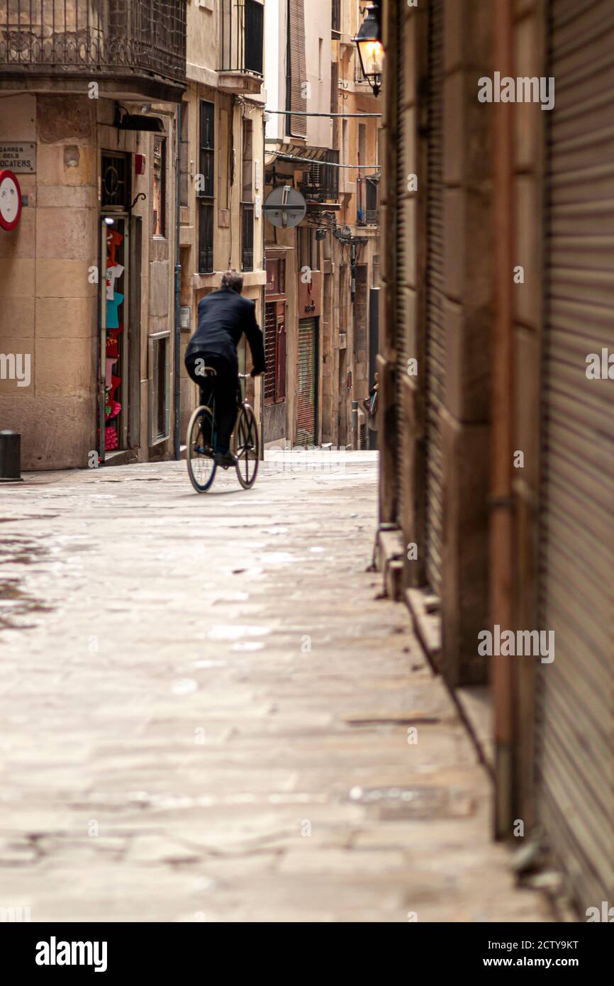 Barcelona, Spain, 05/01/2010: View of a back street with a vintage look ...