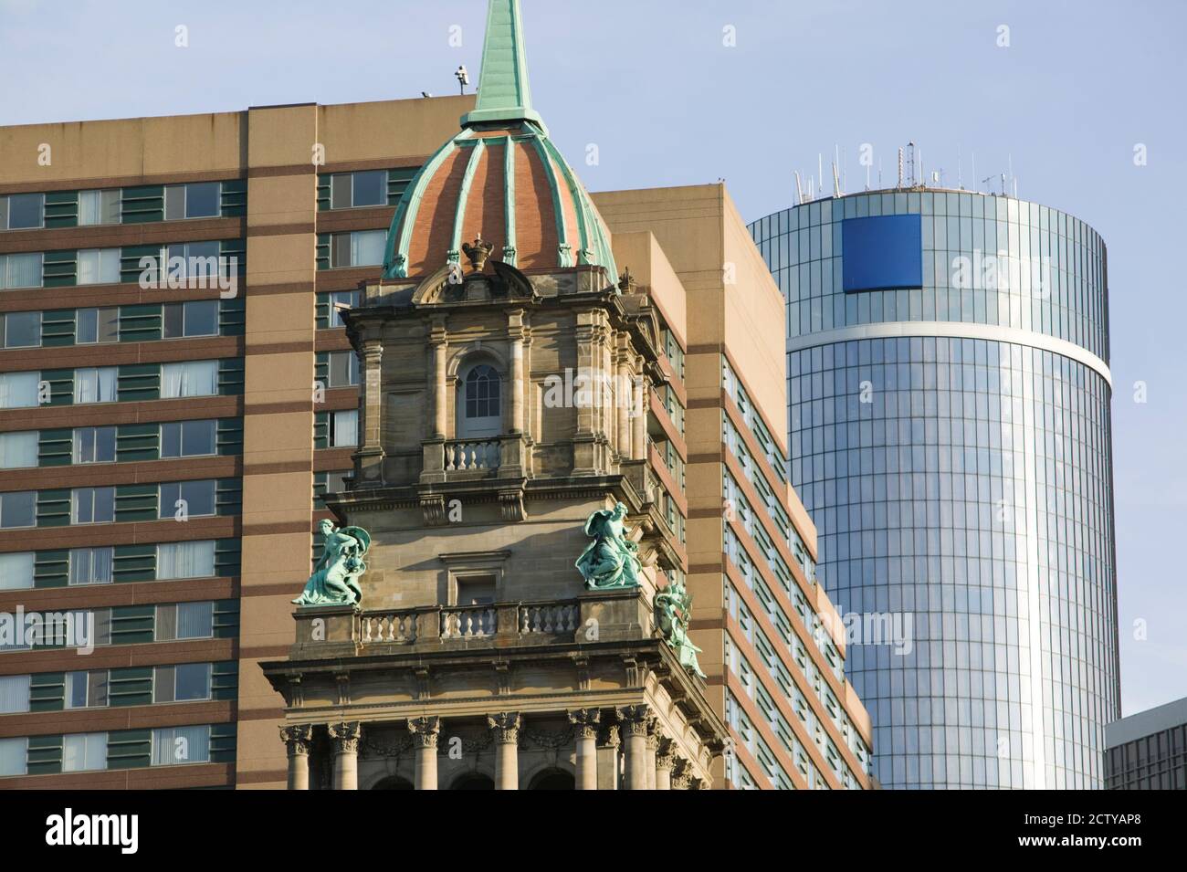 Wayne County Building and Renaissance Center, Detroit, Michigan, USA ...