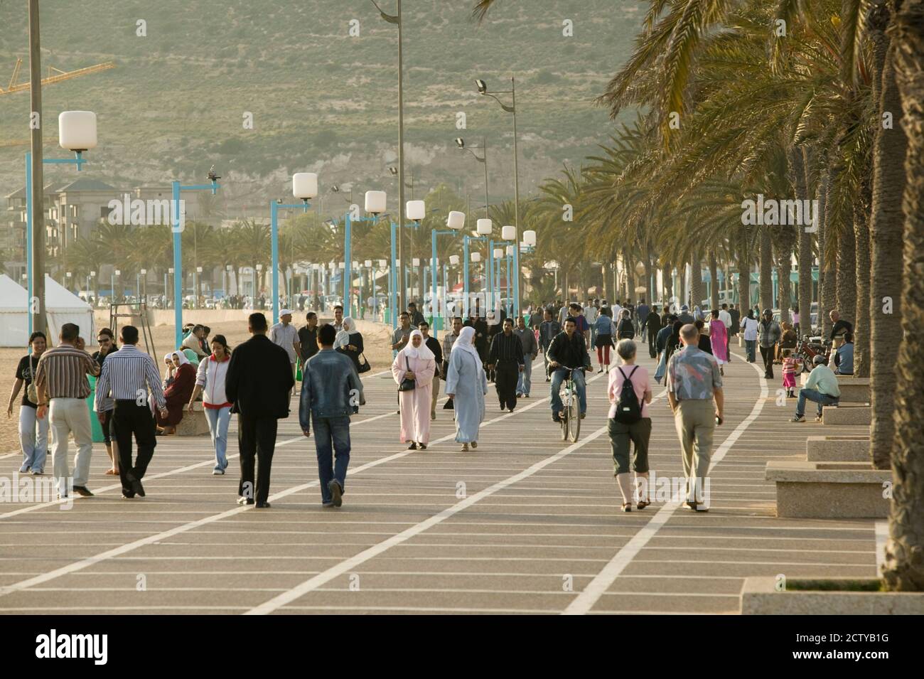 People walking on a corniche, Agadir Beach, Agadir Province, Agadir ...