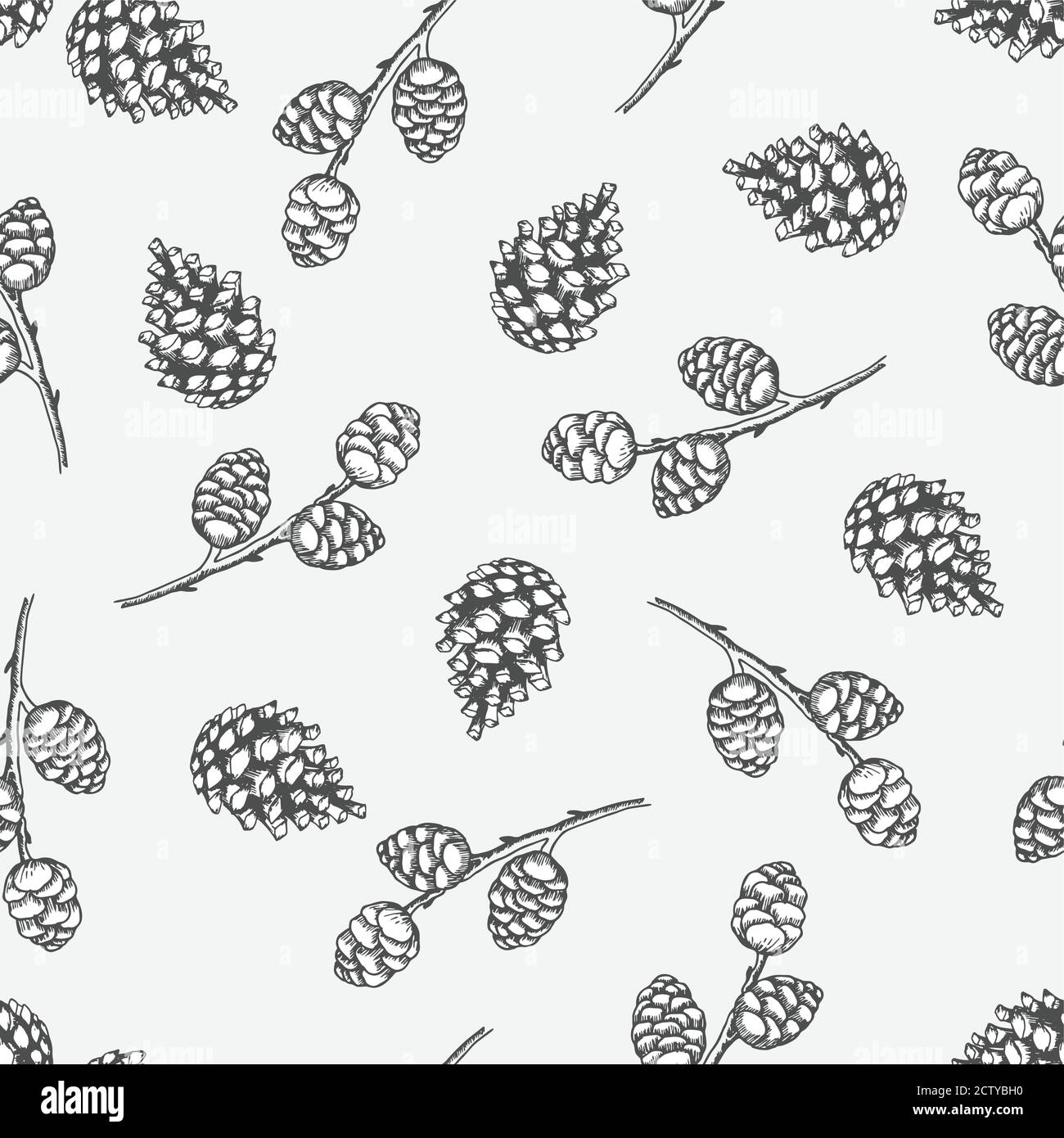 Xmas Seamless pattern with Christmas Tree Decorations, Pine Branches ...