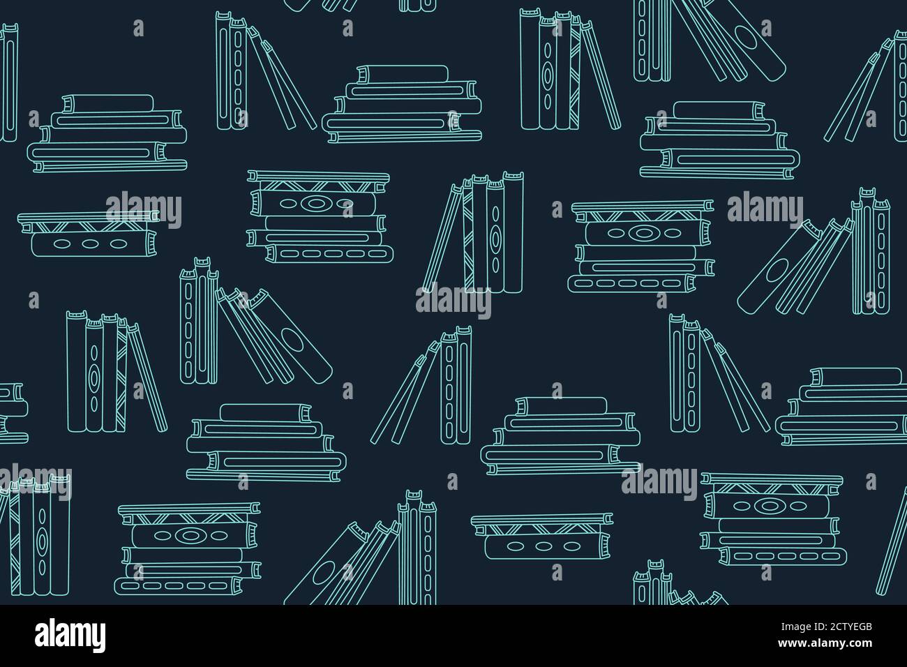 Seamless pattern stack book. Monochrome outline texture. Opened books ...