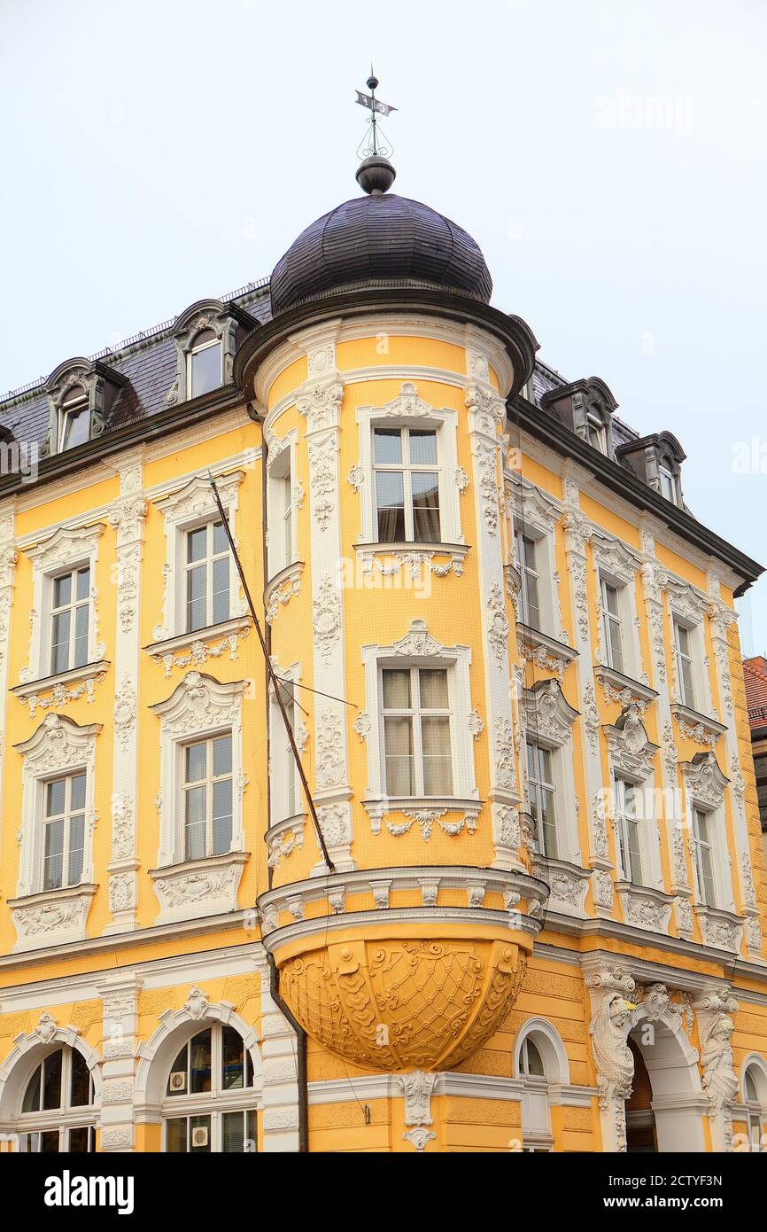 House built in Baroque Style with attics and spire Stock Photo - Alamy