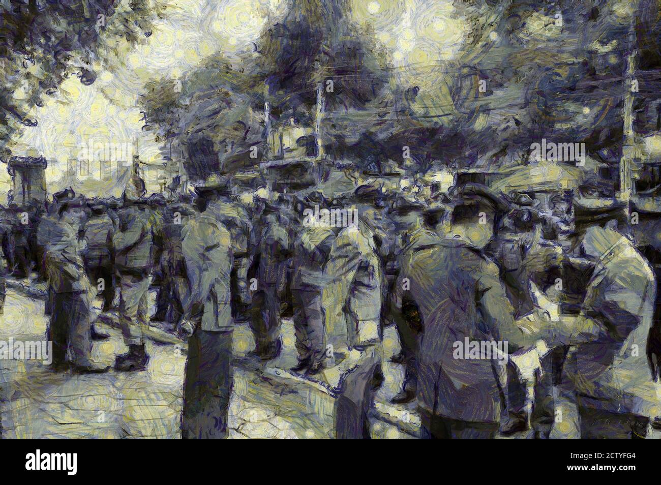 The crowd in black and white Illustrations creates ant style ...