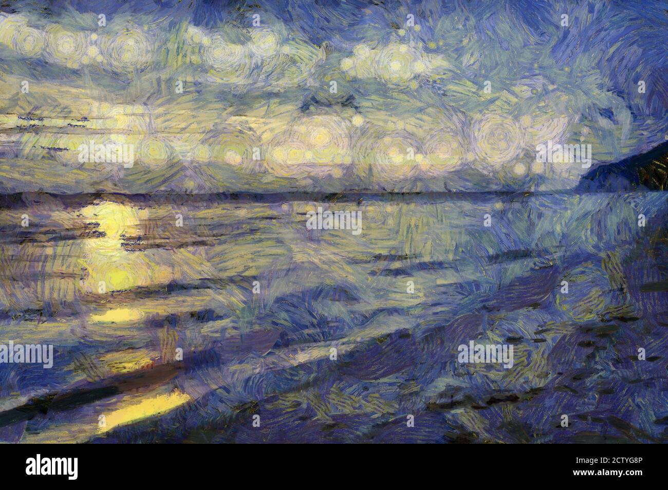 Beach landscape in the evening Illustrations creates ant style ...