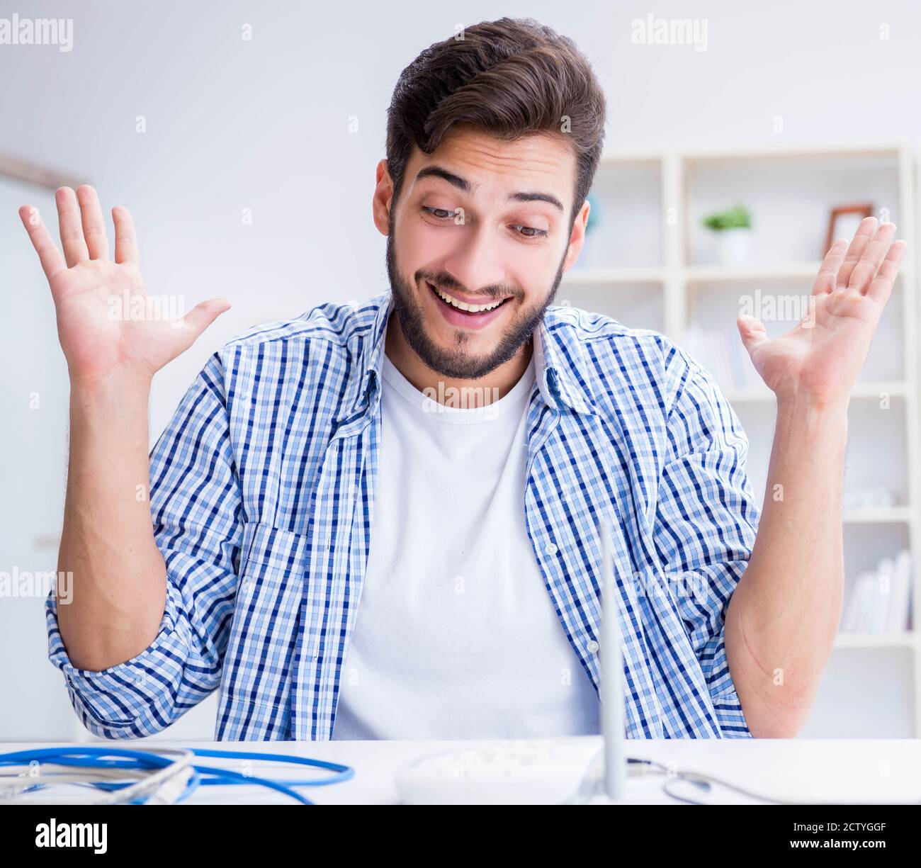 The man enjoying fast internet connection Stock Photo - Alamy