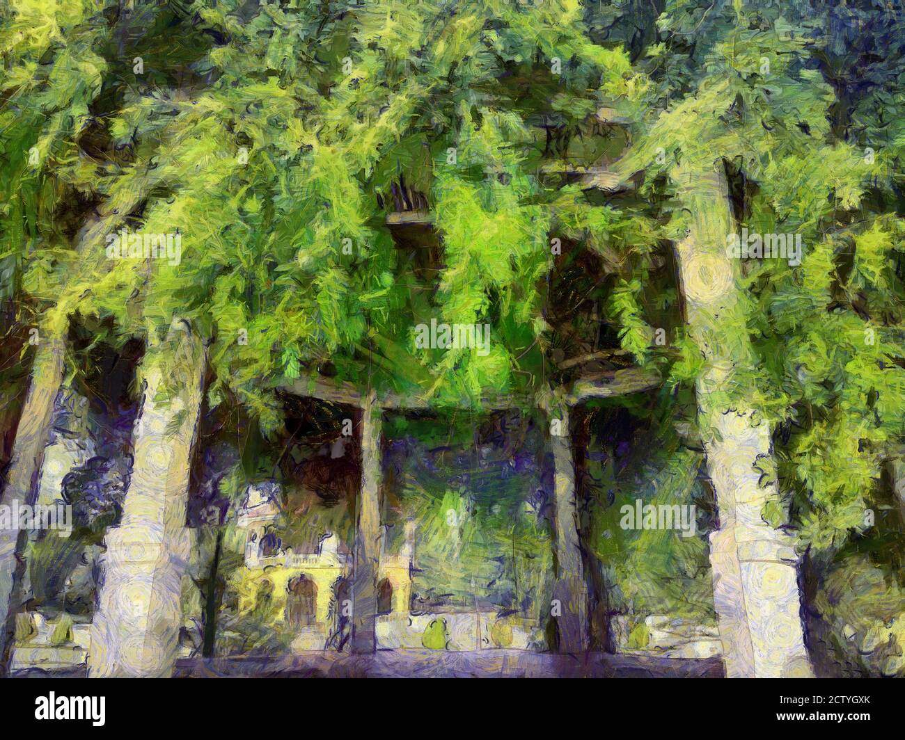 Tree Gazebo Illustrations creates ant style impressionis of painting ...