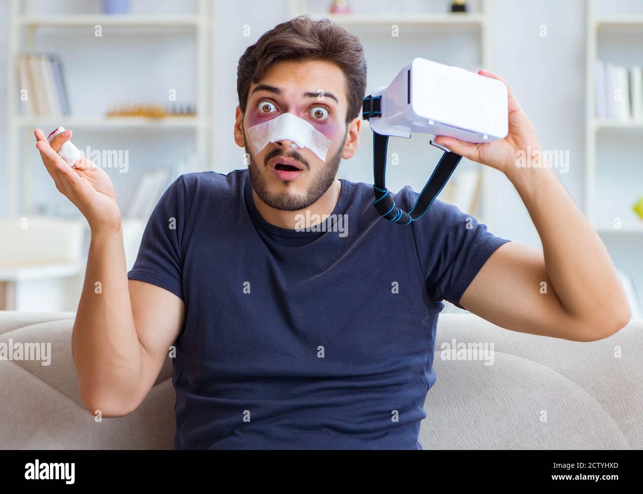 Young man defeated in sports game suffered loss with broken bleeding ...