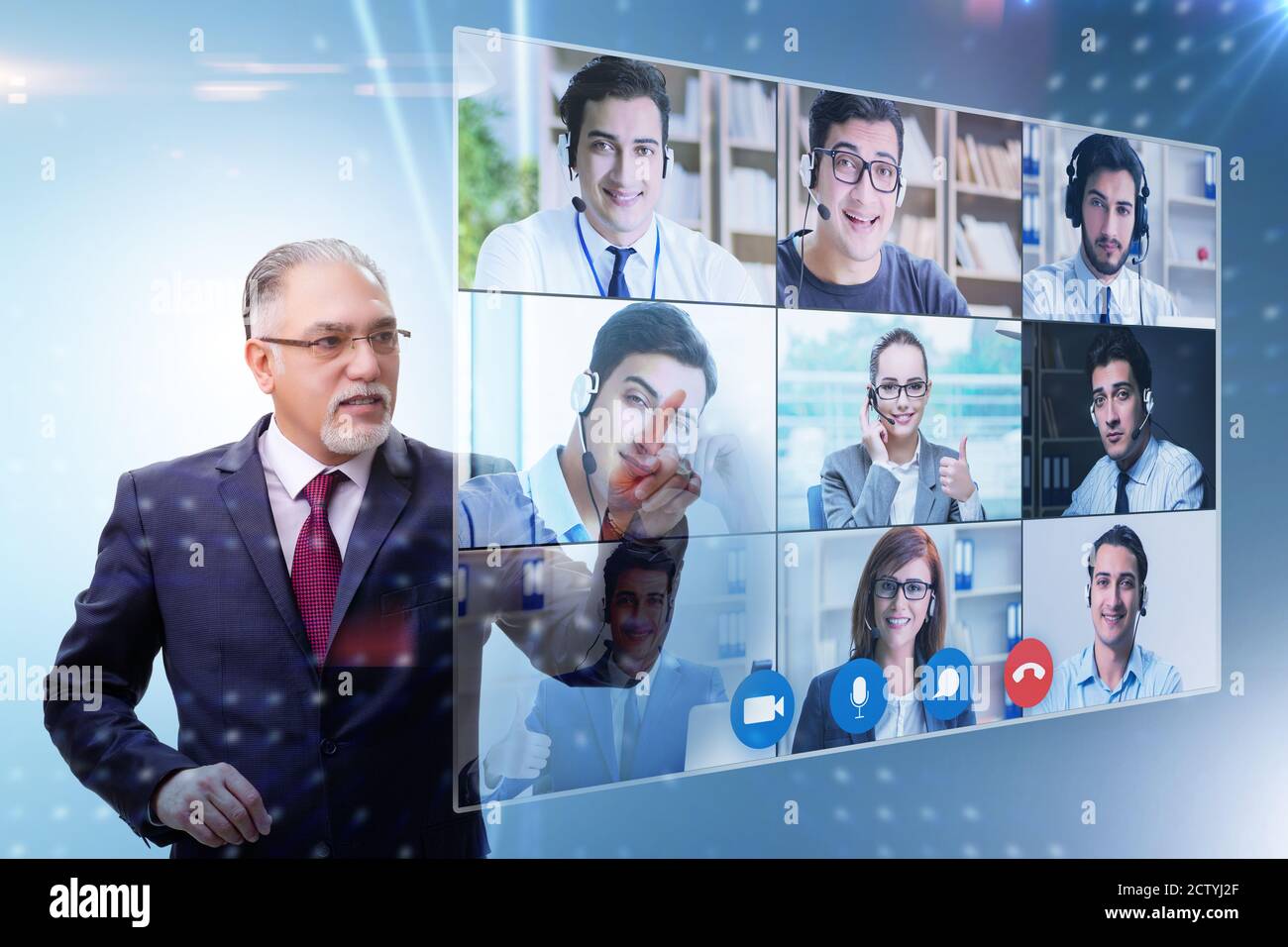 Concept of remote video conferencing during the pandemic Stock Photo ... Concept of remote video conferencing during the pandemic Stock Photo ...
