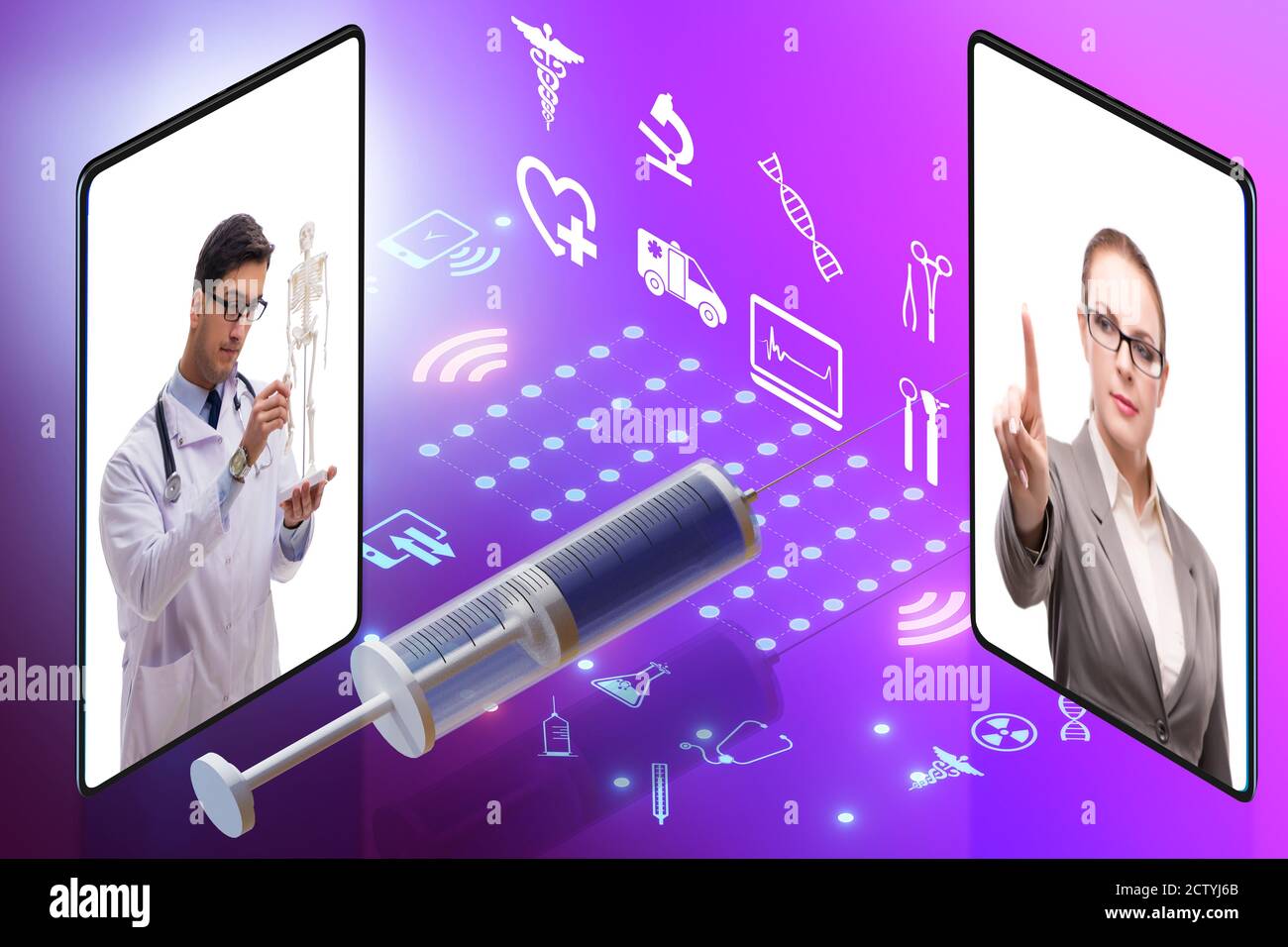 Telemedicine concept with remote treatment and consultation Stock Photo ...