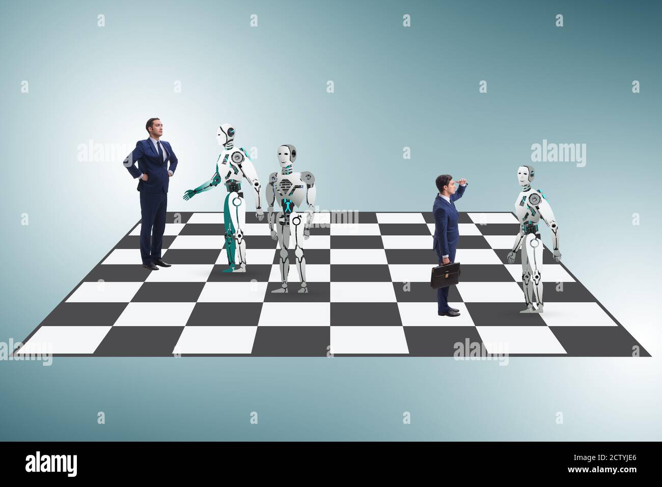 Concept of rivalry between robots and the humans Stock Photo - Alamy