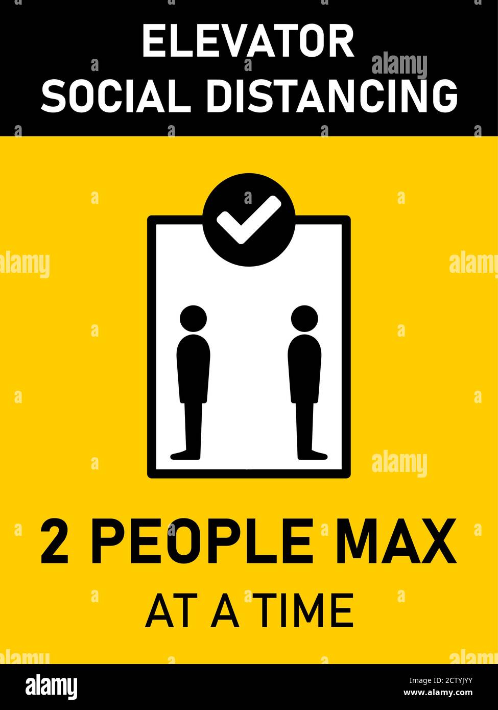 Elevator Social Distancing 2 People Max at a Time Vertical Warning Sign ...