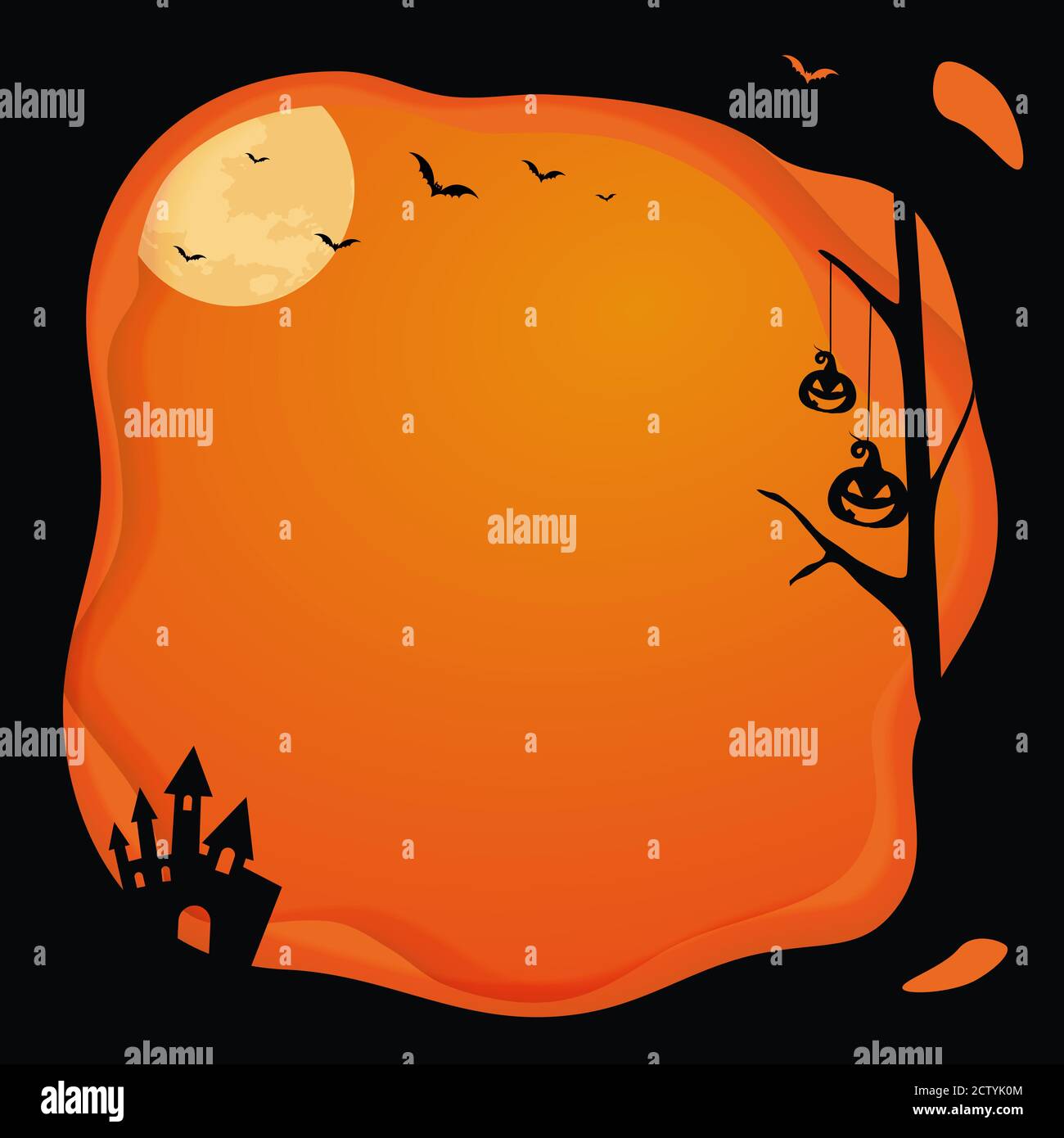 The square vector Halloween square template background with black ...