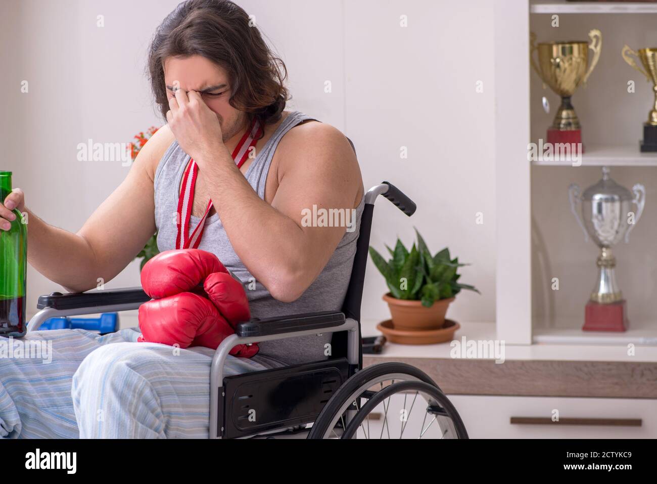 Ex-champion boxer in wheel-chair suffering from alcoholism Stock Photo ...