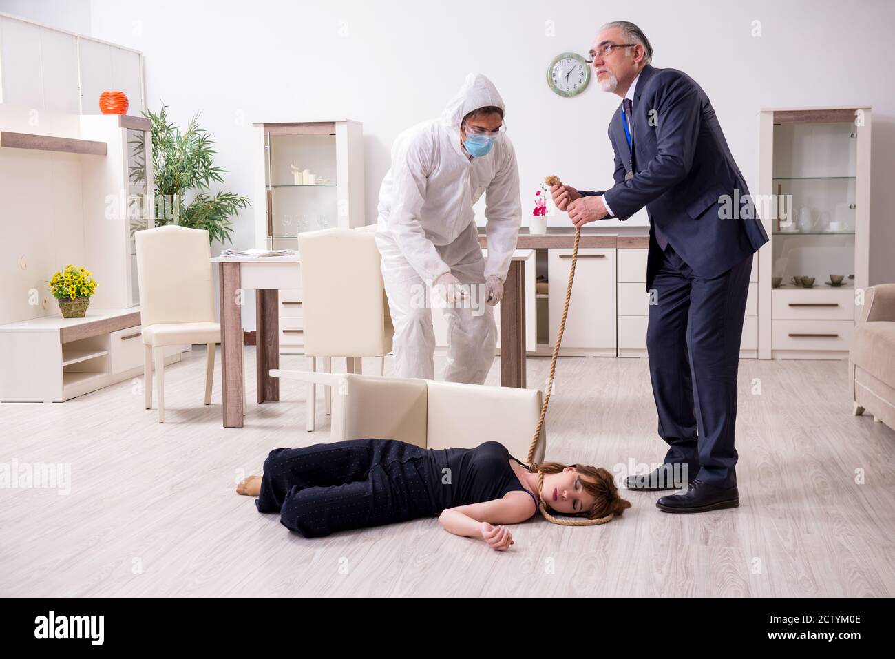 Forensic experts at the crime scene at home Stock Photo - Alamy