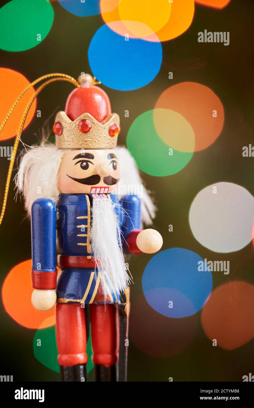 Traditional colorful wooden Christmas nutcracker with a colorful ...