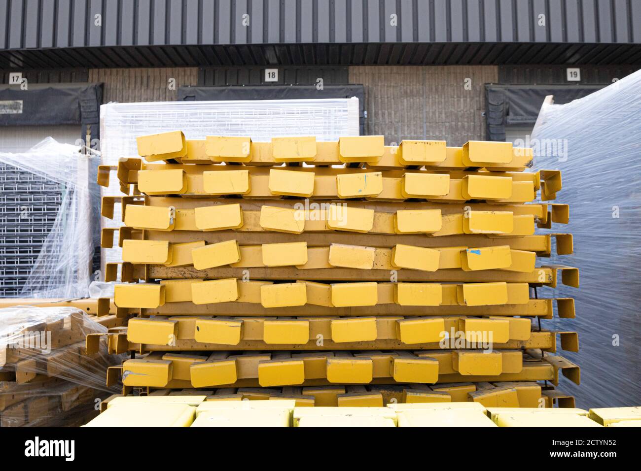 Factory Storage racking equipment used to prepare shelving to be ...