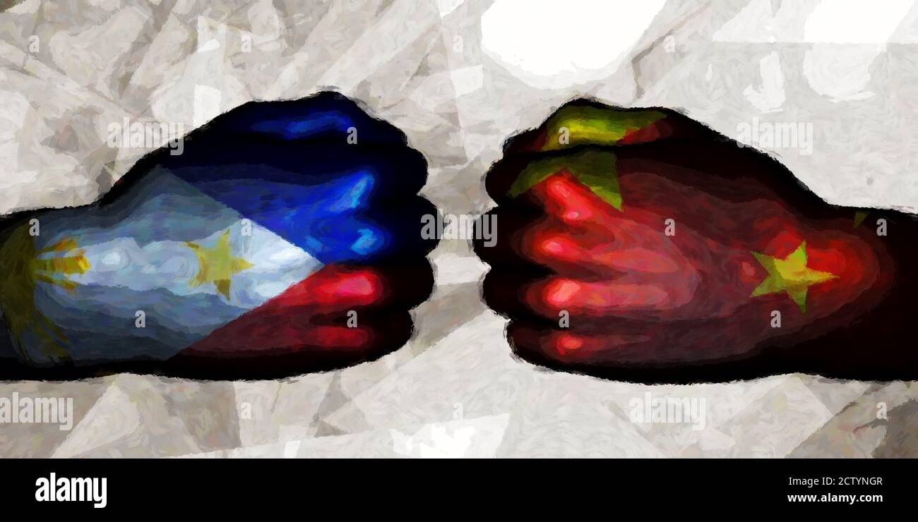 Philippines vs China Political Conflict and Disputes Concept Stock ...