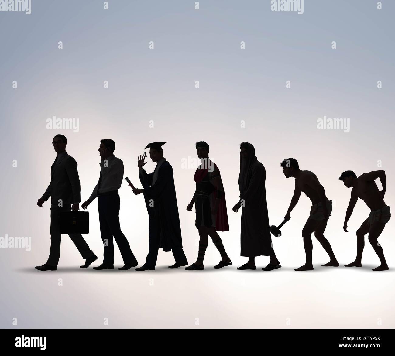 The progression of man mankind from ancient to modern Stock Photo - Alamy