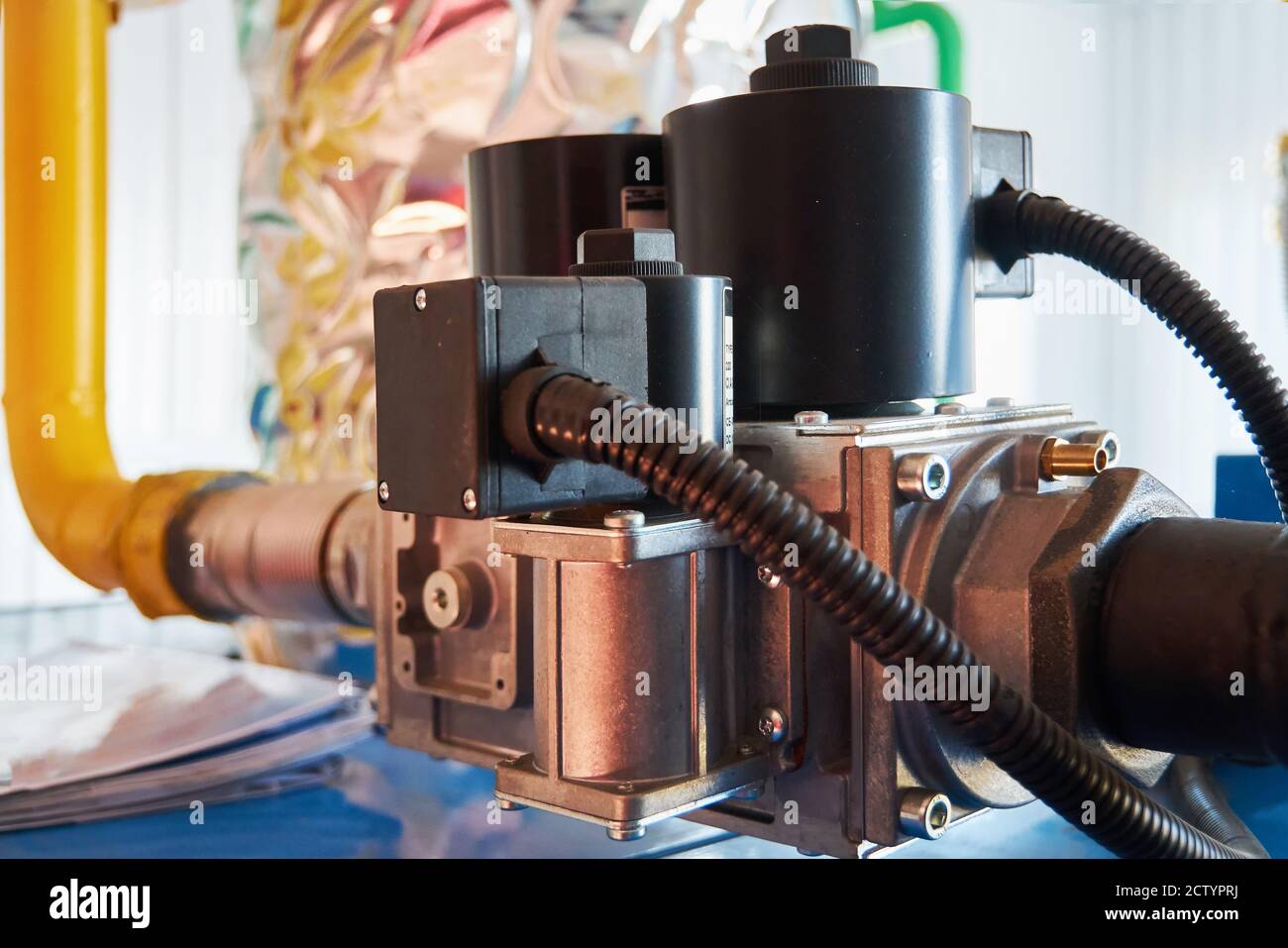 Electric gas valves installed on the gas pipeline Stock Photo - Alamy