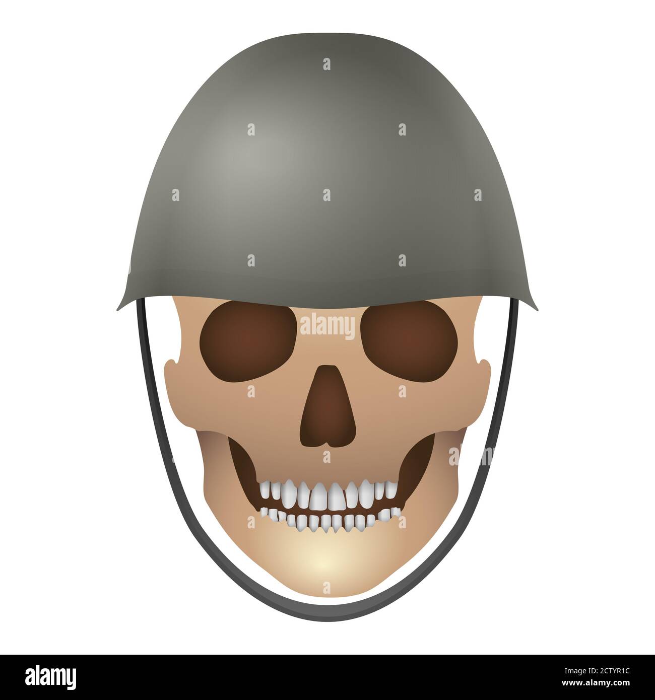 Skull with military helmet on a white background. Vector illustration ...