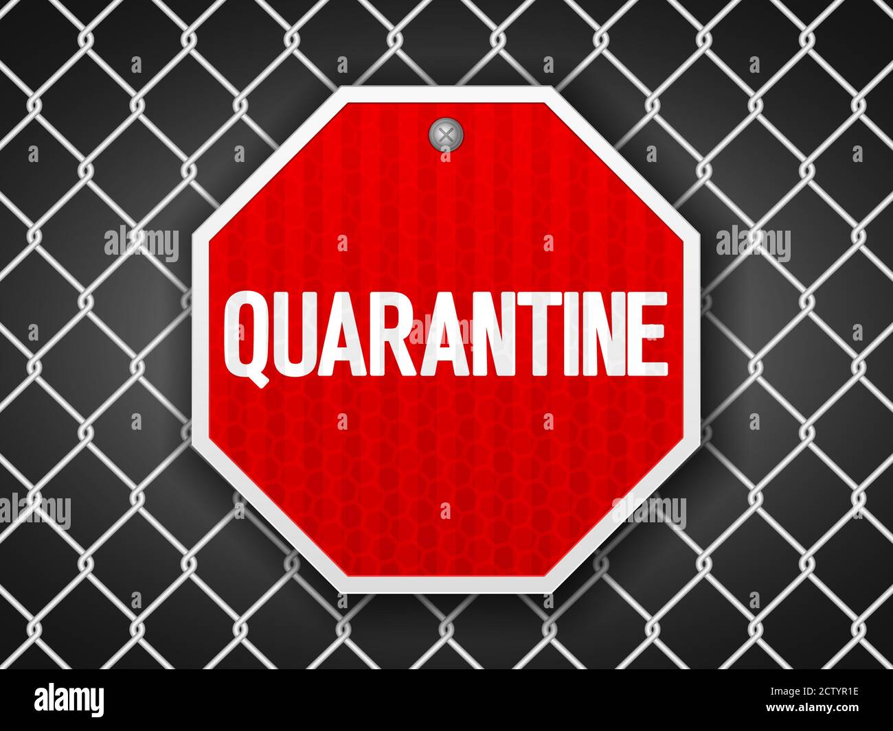 Quarantine sign on wire fence background. Vector illustration Stock ...
