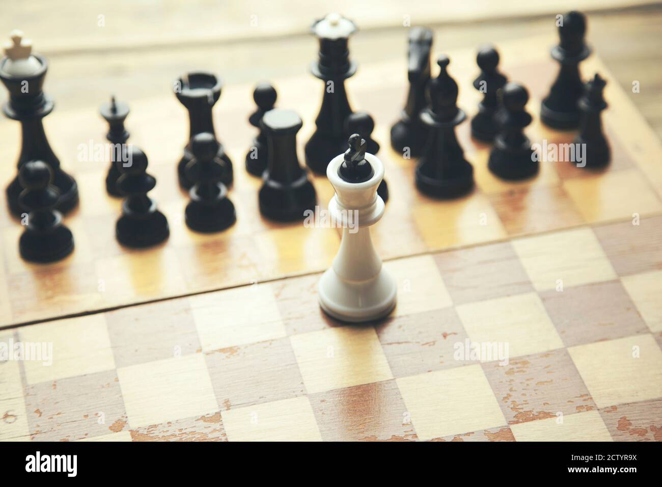 Fallen king pieces surrounded by the other color chess pieces Stock ...