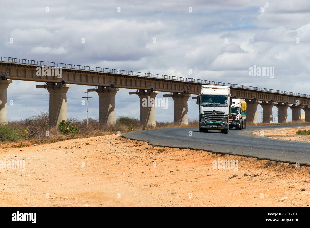 A large truck driving along Mombasa highway carrying goods with SGR ...