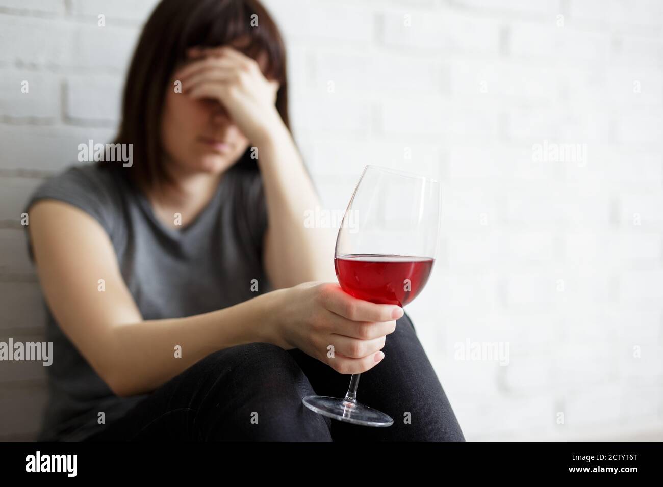 female alcoholism, relationship, divorce and depression concept ...