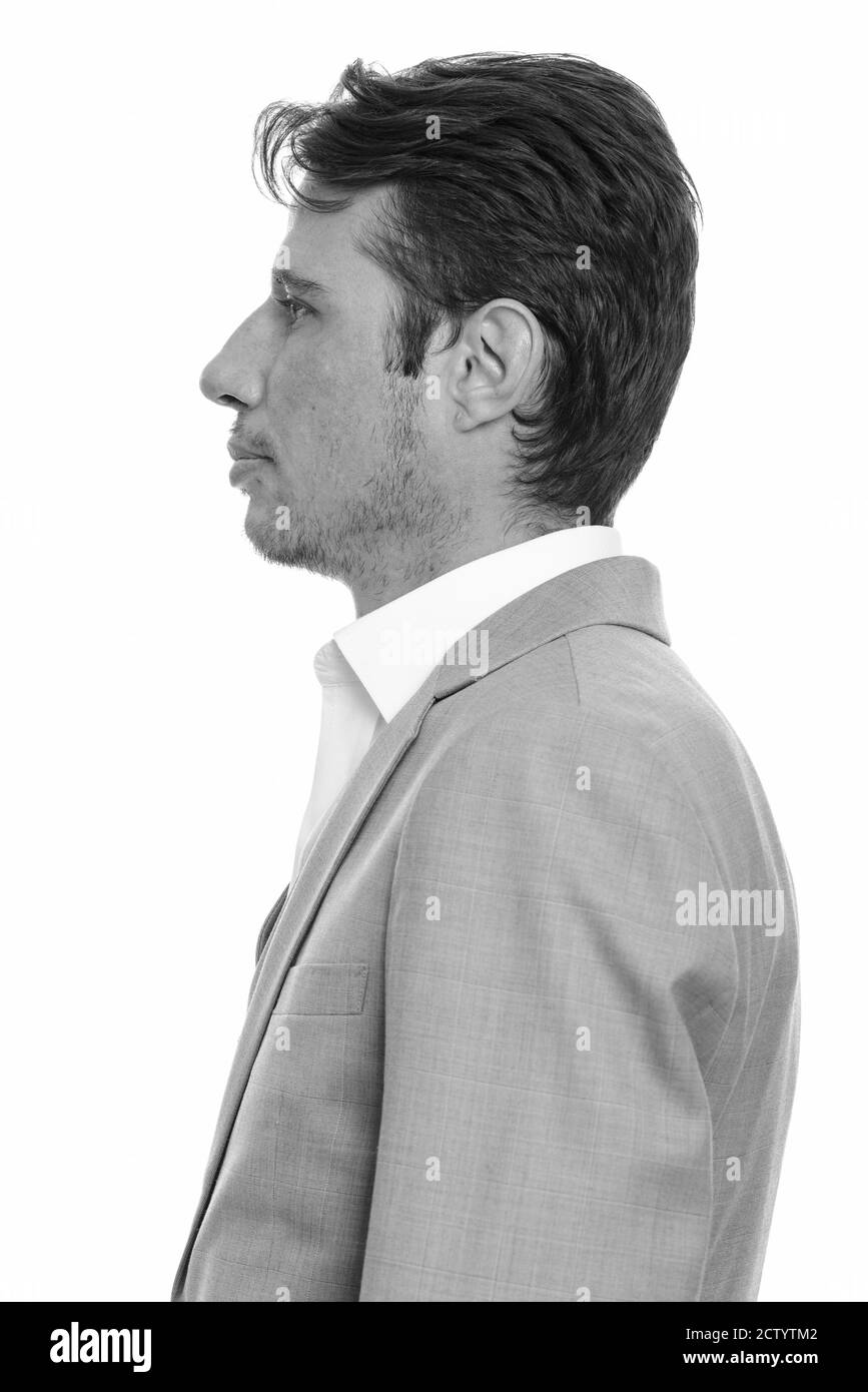Profile view of handsome businessman in suit Stock Photo - Alamy