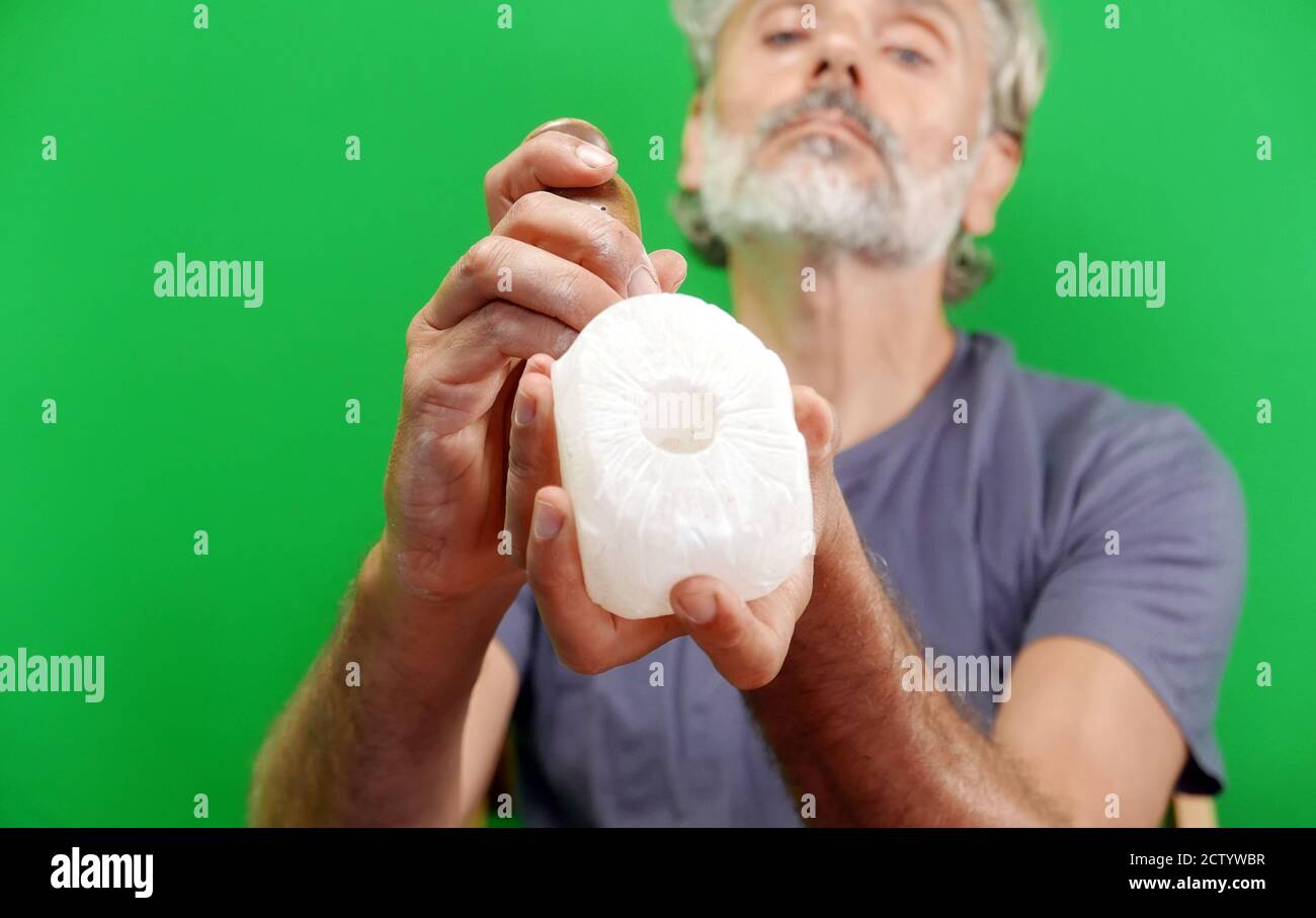Hand processing stone craftsman at work Stock Photo - Alamy