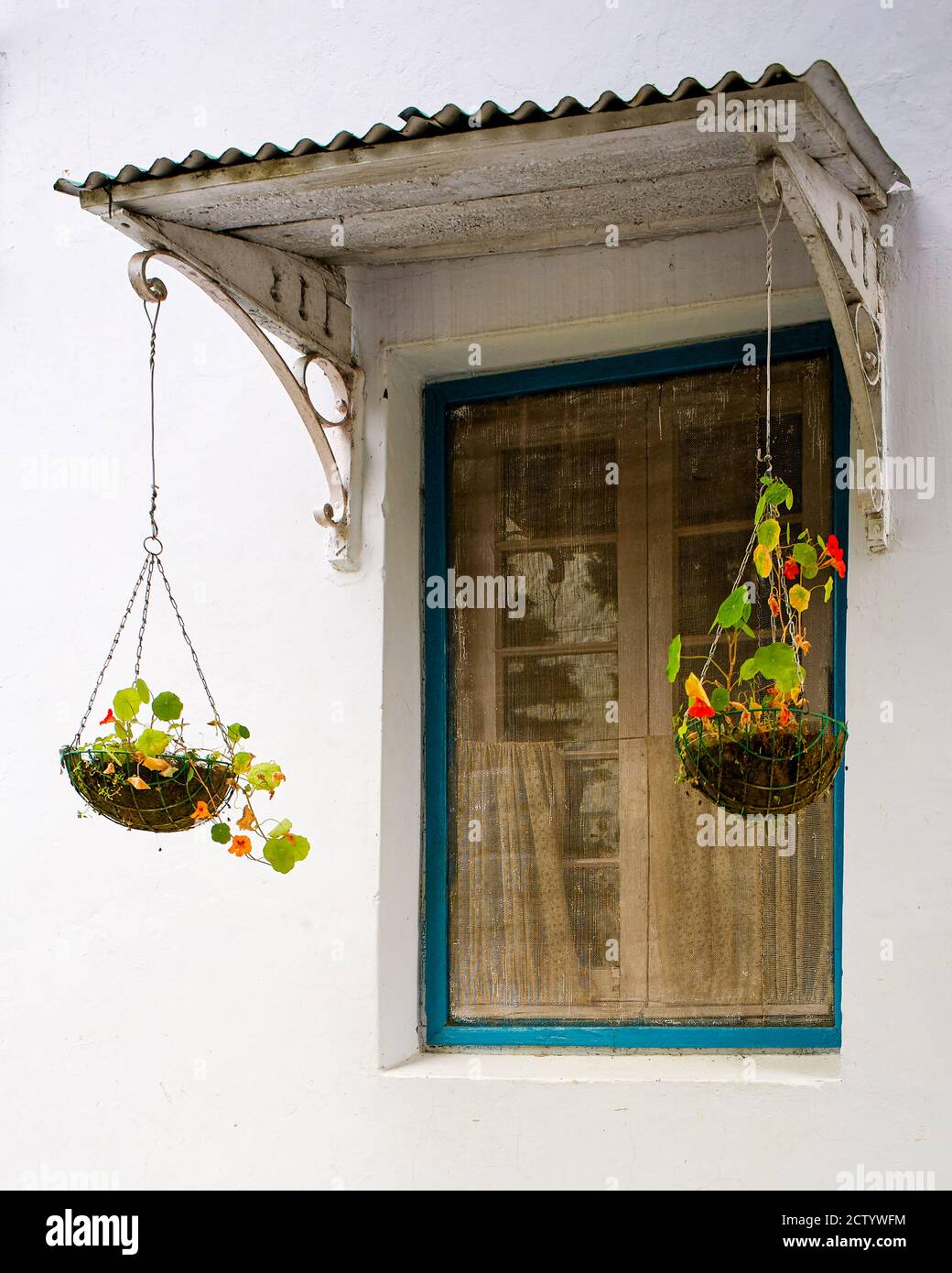 26 Sep 2009 Vintage Beautiful Metal window Canopy and flower pot Old ...