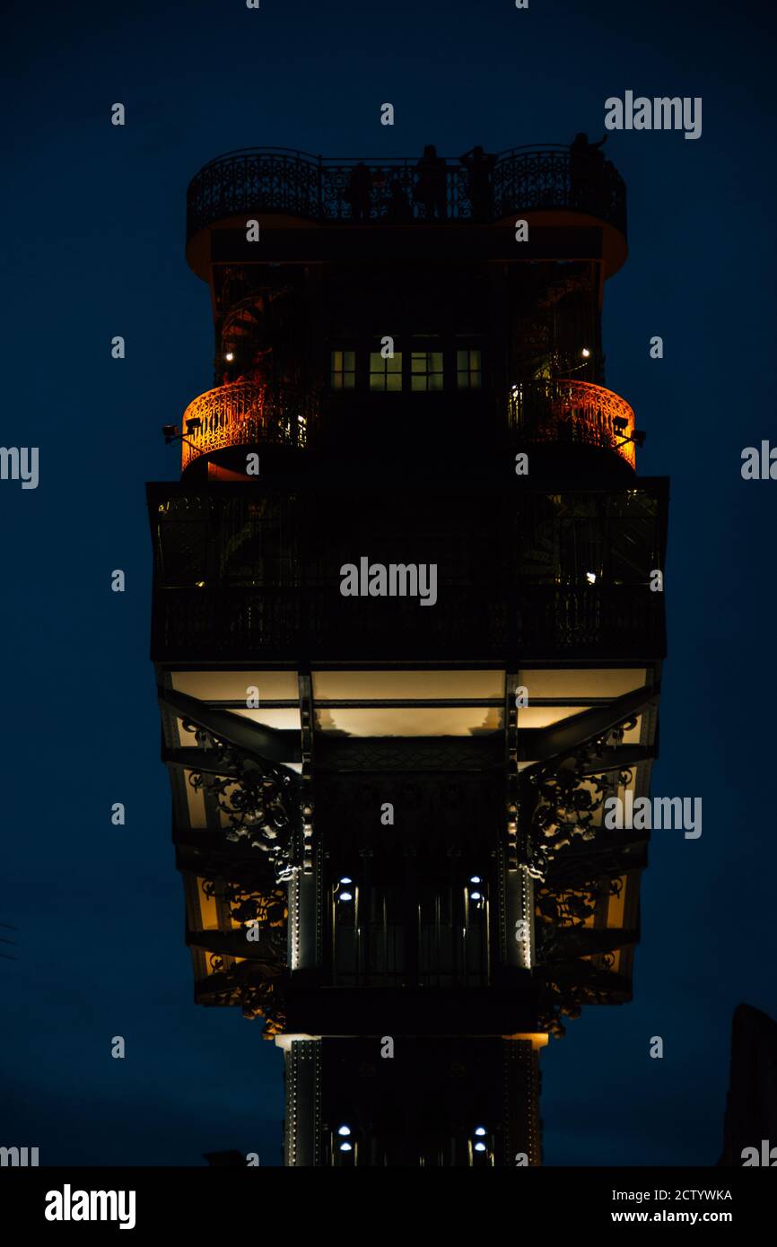 Lisbon City elevator by night Stock Photo - Alamy