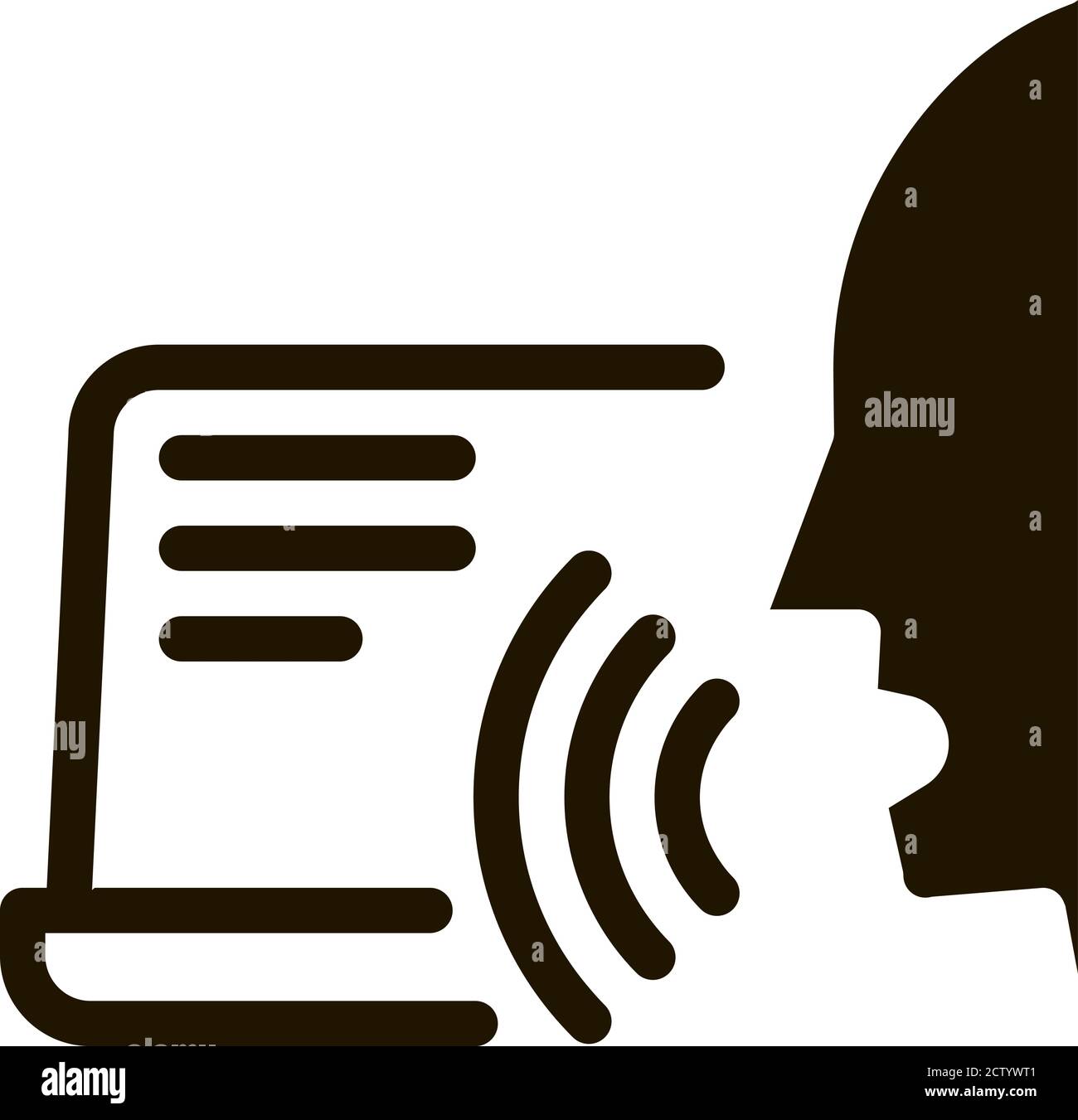 Laptop Human Voice Control Icon Vector Illustration Stock Vector Image ...