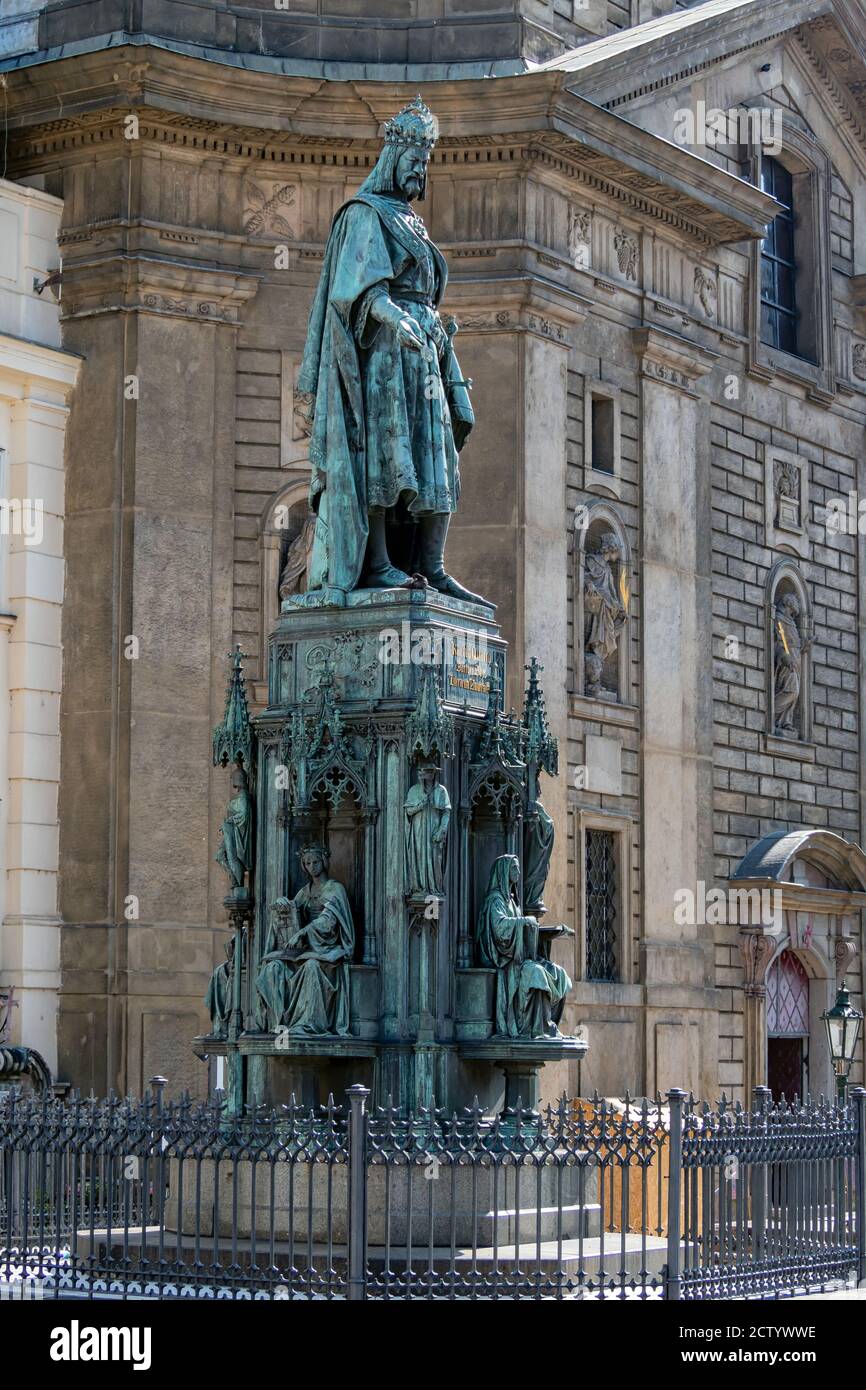 PRAGUE, CZECH REPUBLIC - JULY 18, 2019: Statue of Charles IV (Karol ...