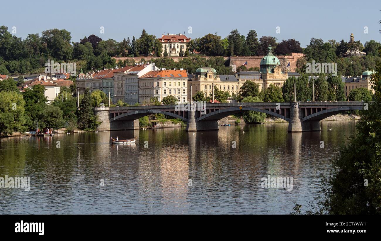 PRAGUE, CZECH REPUBLIC - JULY 18, 2019: The Manes Bridge (Manesuv most ...