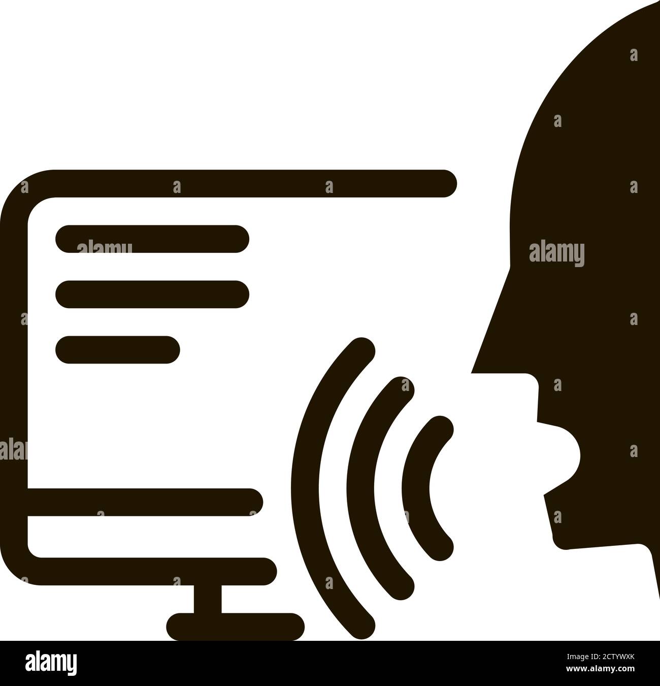 Computer Human Voice Control Icon Vector Illustration Stock Vector ...