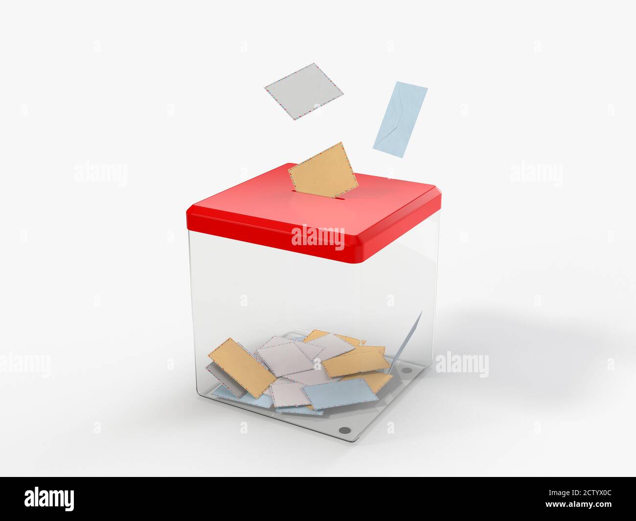 glass voting box envelopes. 3D illustration, suitable for election ...