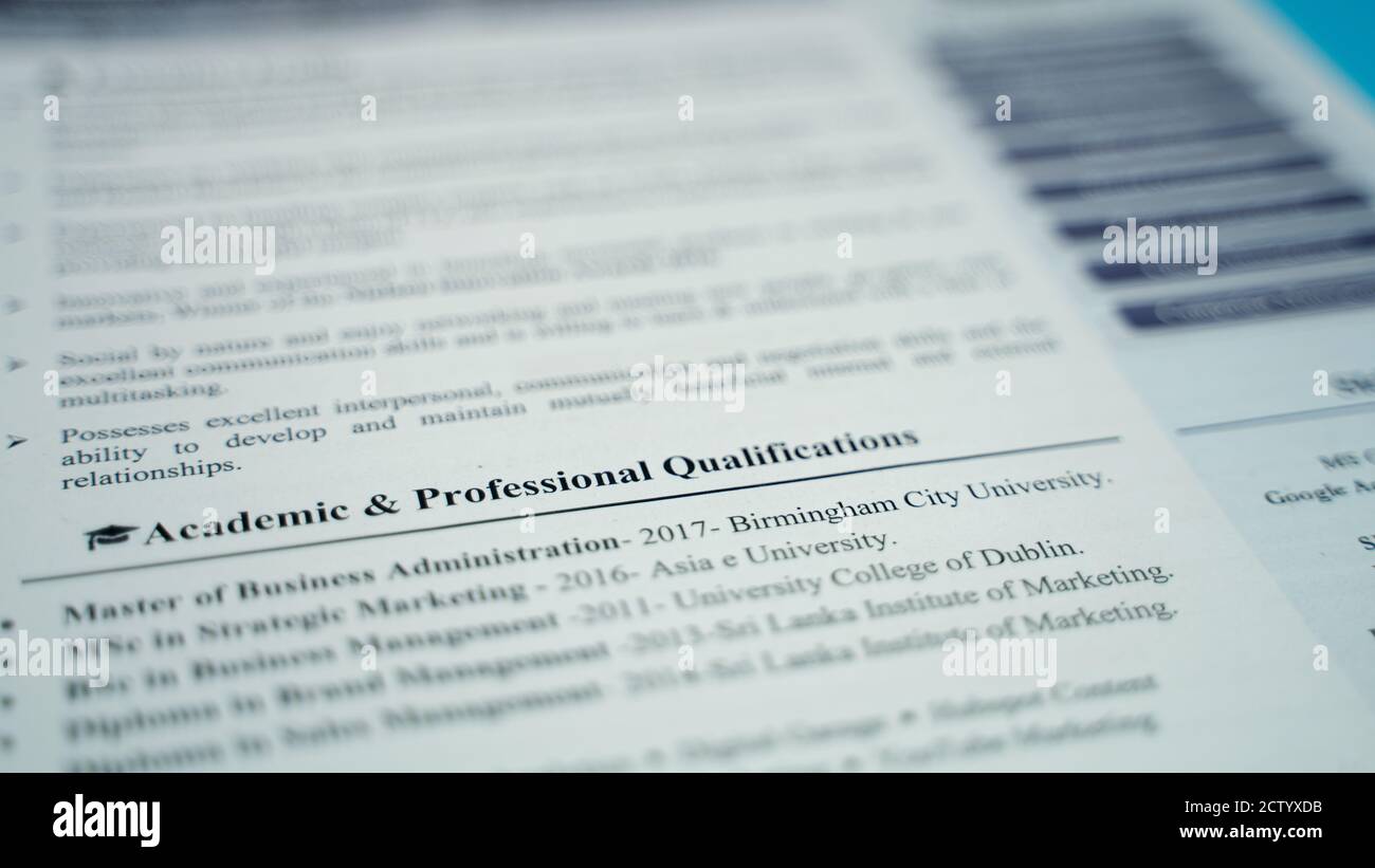 Cv layout hi-res stock photography and images - Alamy