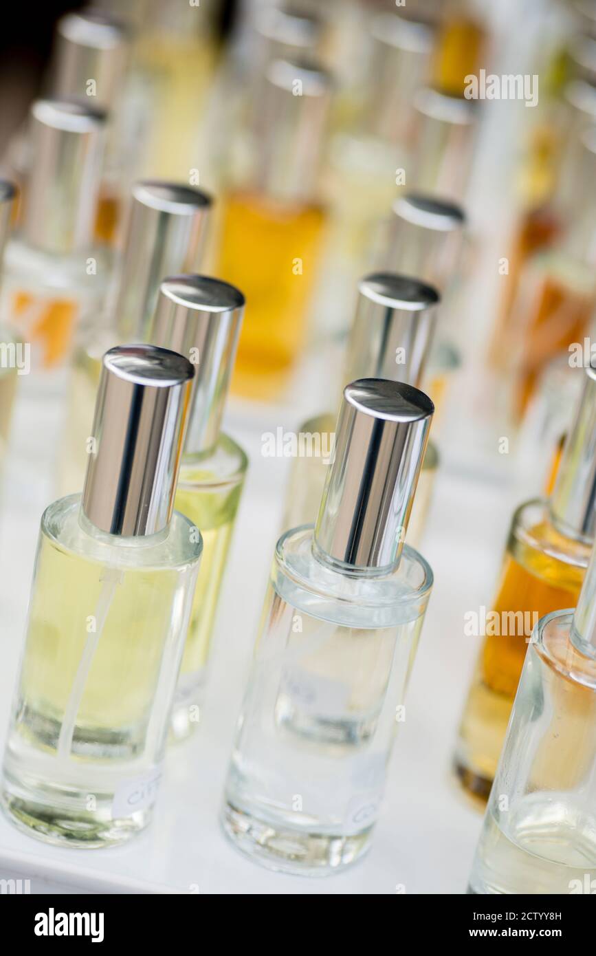 Perfume testers and sprays for scent recognition and culture Stock ...