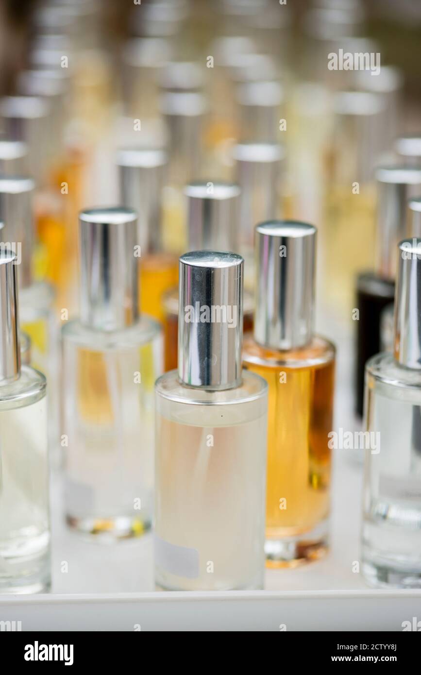 Perfume testers and sprays for scent recognition and culture Stock ...