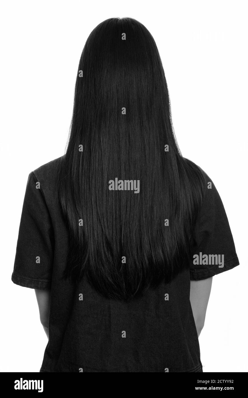Female teenage back view Black and White Stock Photos & Images - Alamy