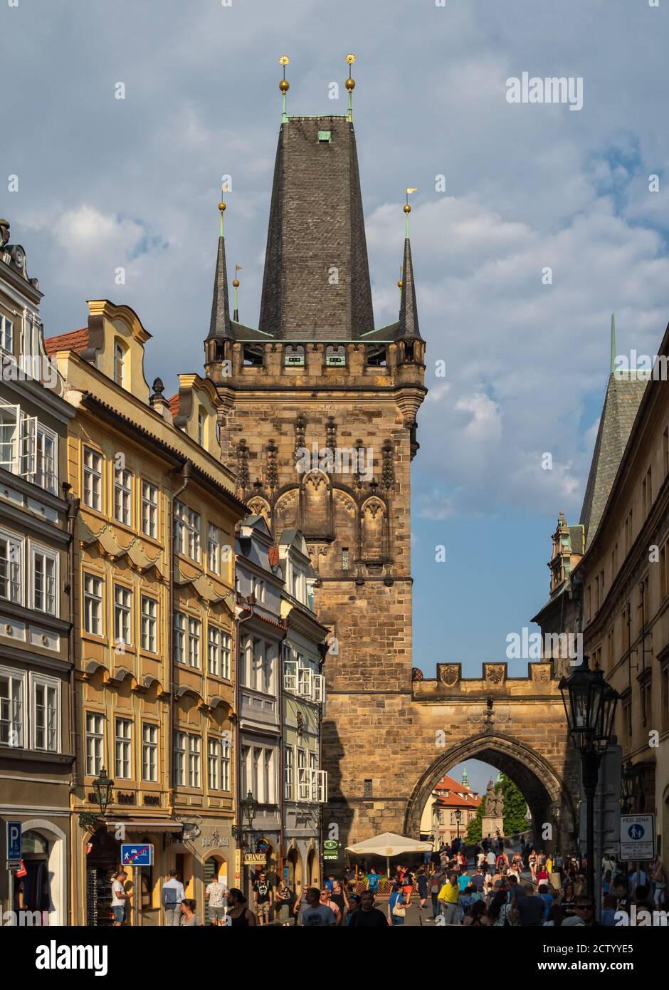 PRAGUE, CZECH REPUBLIC: View of the Gothic gateway to the Charles ...