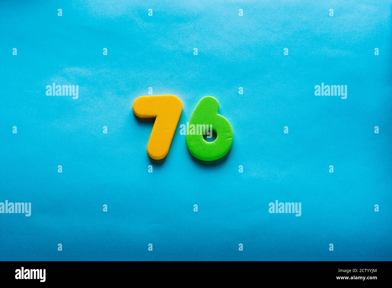 76 years old celebrating classic logo. Colored happy anniversary 76 th ...